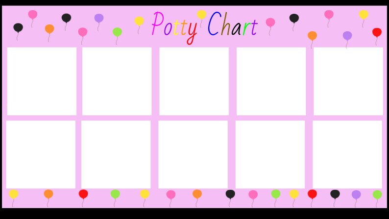 Balloon Potty Training Board, Pink Girls, Potty Chart, Potty Token ...