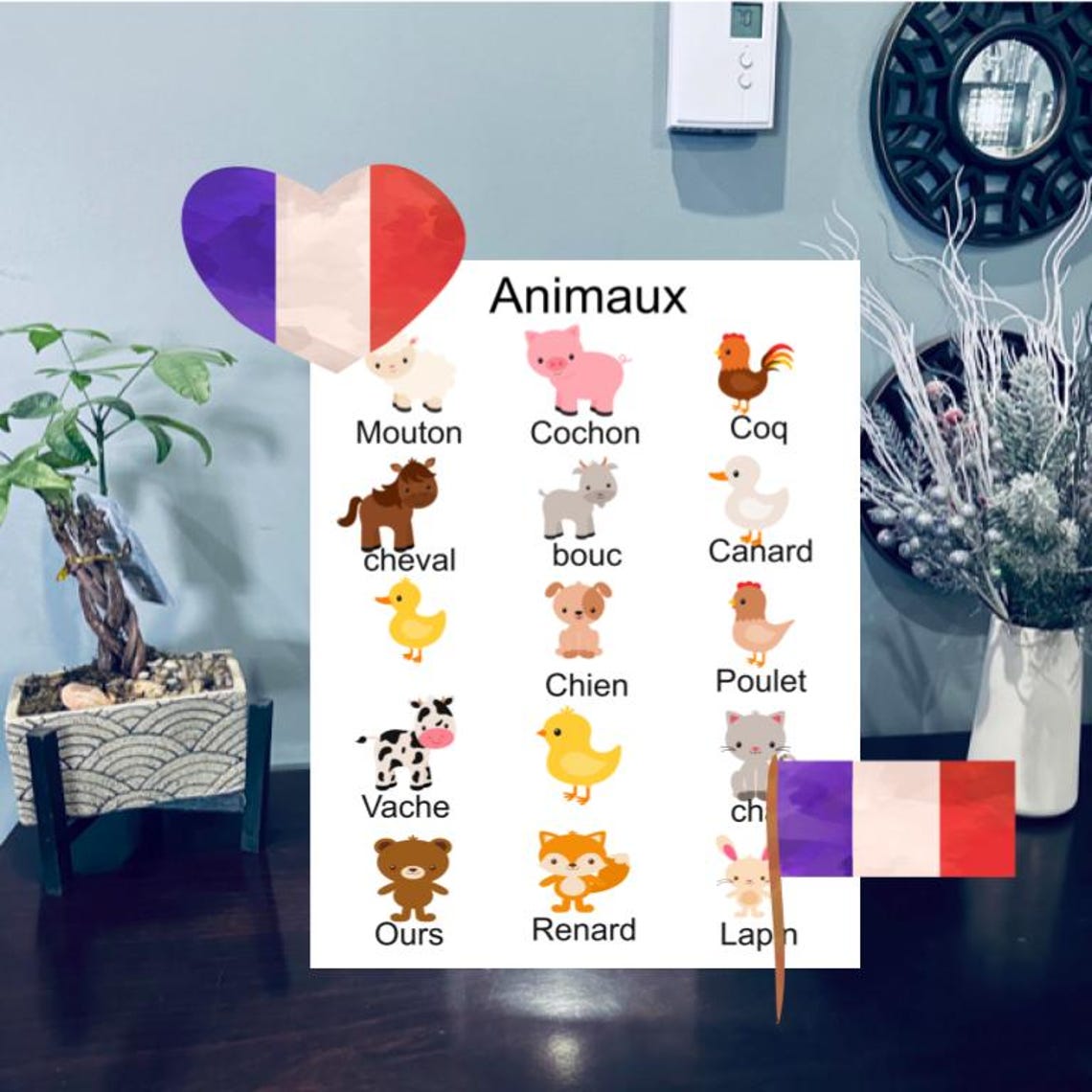 French Animal Poster Printable | Classroom Wall Art | Toddler Preschool ...