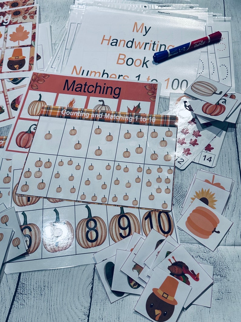 Fall Thanksgiving Bundle Preschool Teacher Kids Busy Work Matching ...