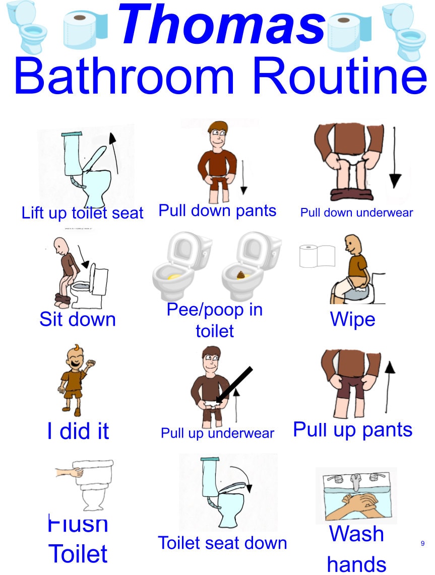 Thomas Blue Bathroom Routine, Schedule Potty Training, Reward Chart ...