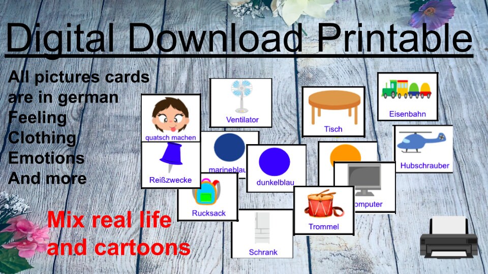 900 German Language Pictures Card for Communication, Speech Therapy ...