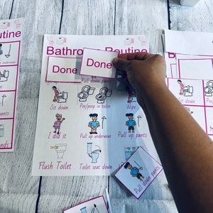 Girl Bathroom Routine, Schedule Potty Training, Reward Chart Poster ...
