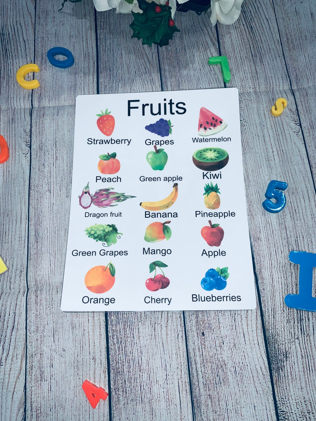 Fruits Poster Wall Art Printable, Montessori Classroom Decoration ...