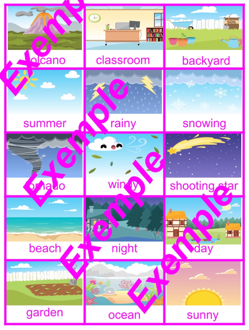 200 Pink Picture Communication Cards for Speech Therapy, Autism, and ...