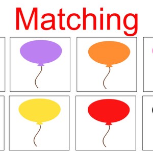 Balloon Matching Interactive Activity, Matching, Sorting, Busy Work ...
