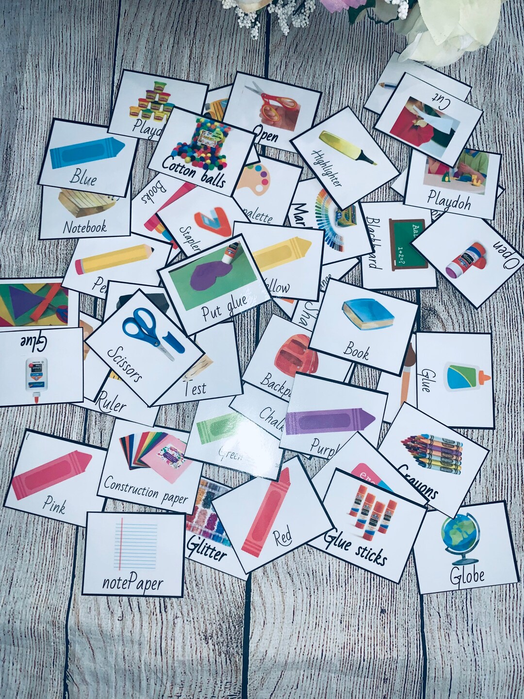 School Supplies Focus Pictures Cards 45 Loose Cards for Communication ...