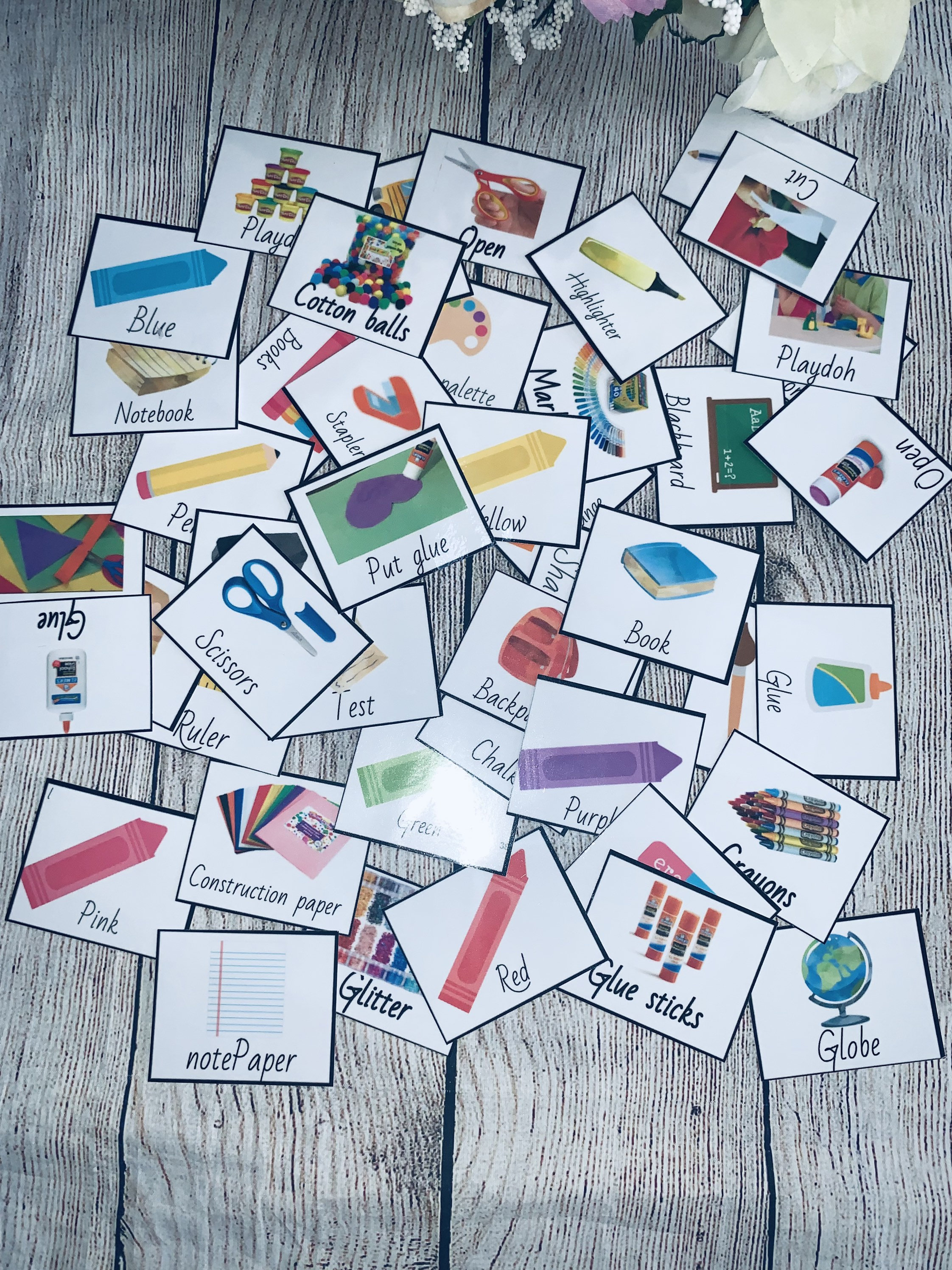 School Supplies Focus Pictures Cards 45 Loose Cards for Communication ...