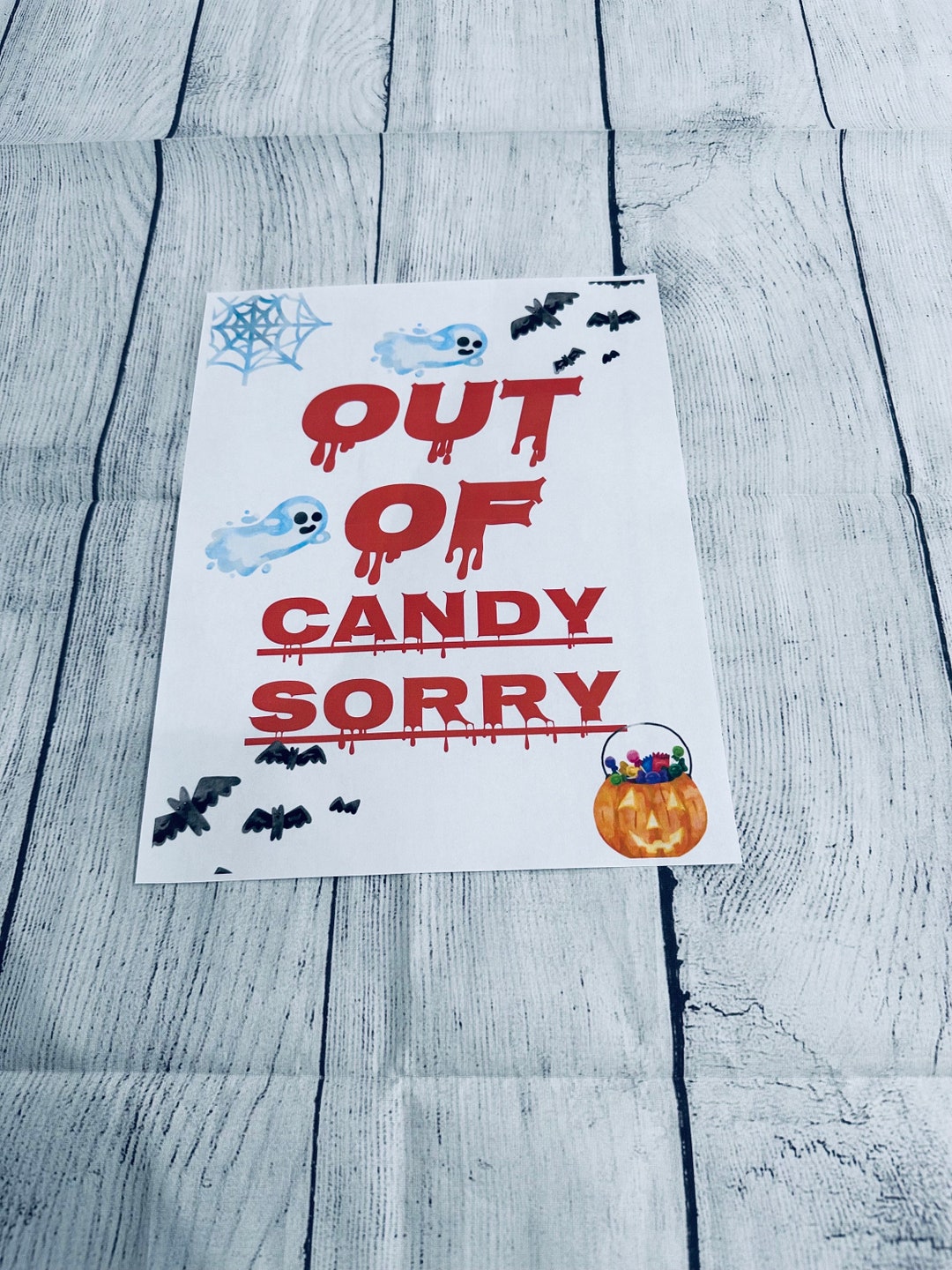 Out of Candy Sorry , Poster Sign, Art Halloween, Red Font Wall ...