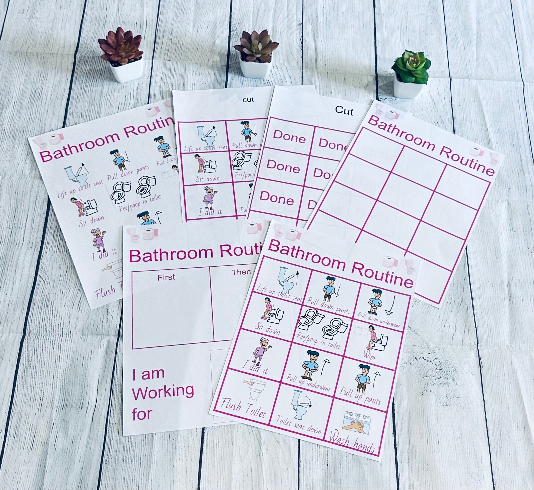 Girl Bathroom Routine, Schedule Potty Training, Reward Chart Poster ...
