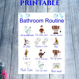 Boy Blue Bathroom Routine Schedule Potty Training Reward - Etsy