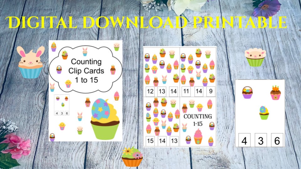 Easter Clip Flash Cards, Numbers 1 to 15 Recognition, Student ...