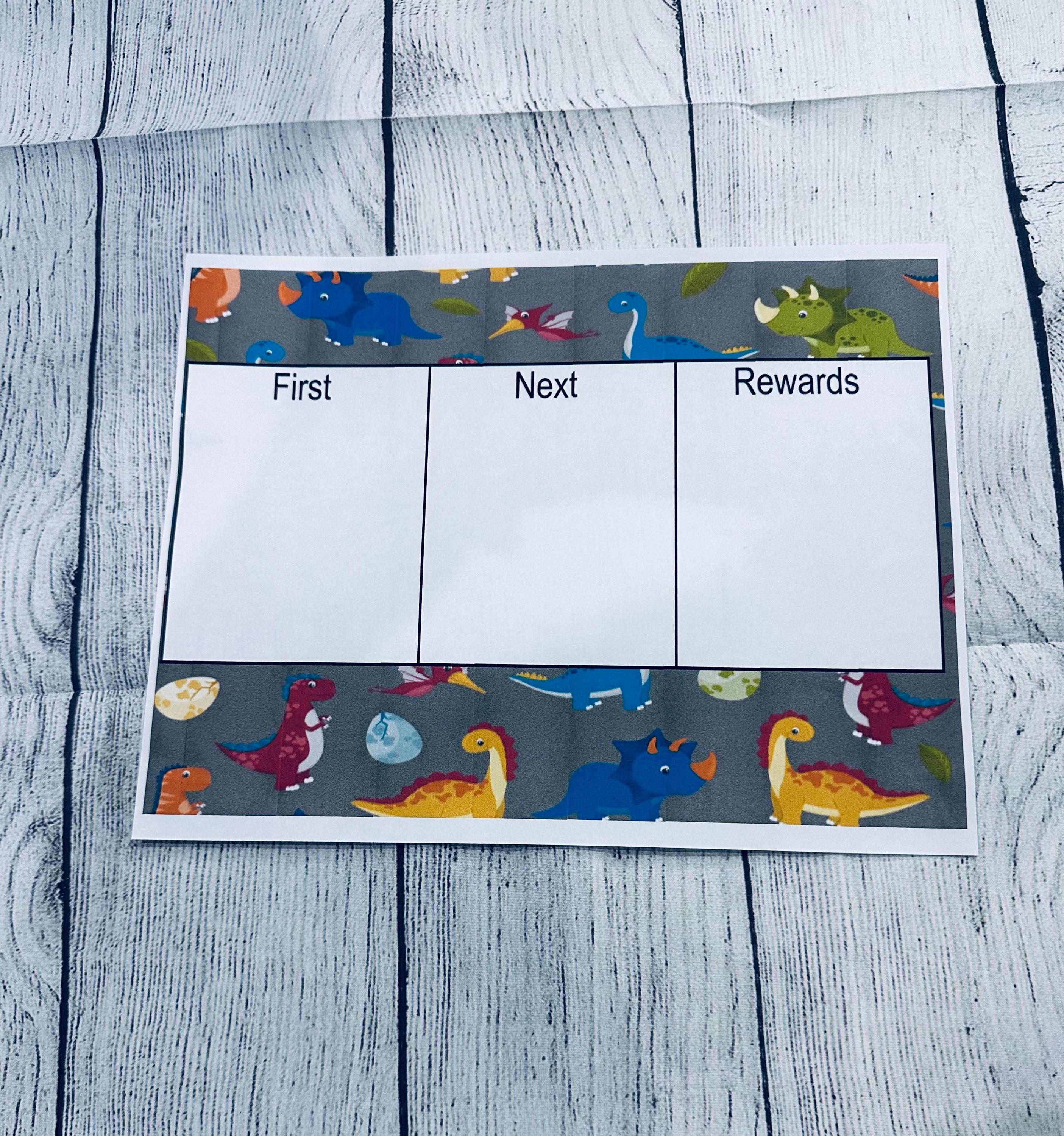 Dinosaur Them, First, Then and Reward Visual Aid | Visual Schedule ...