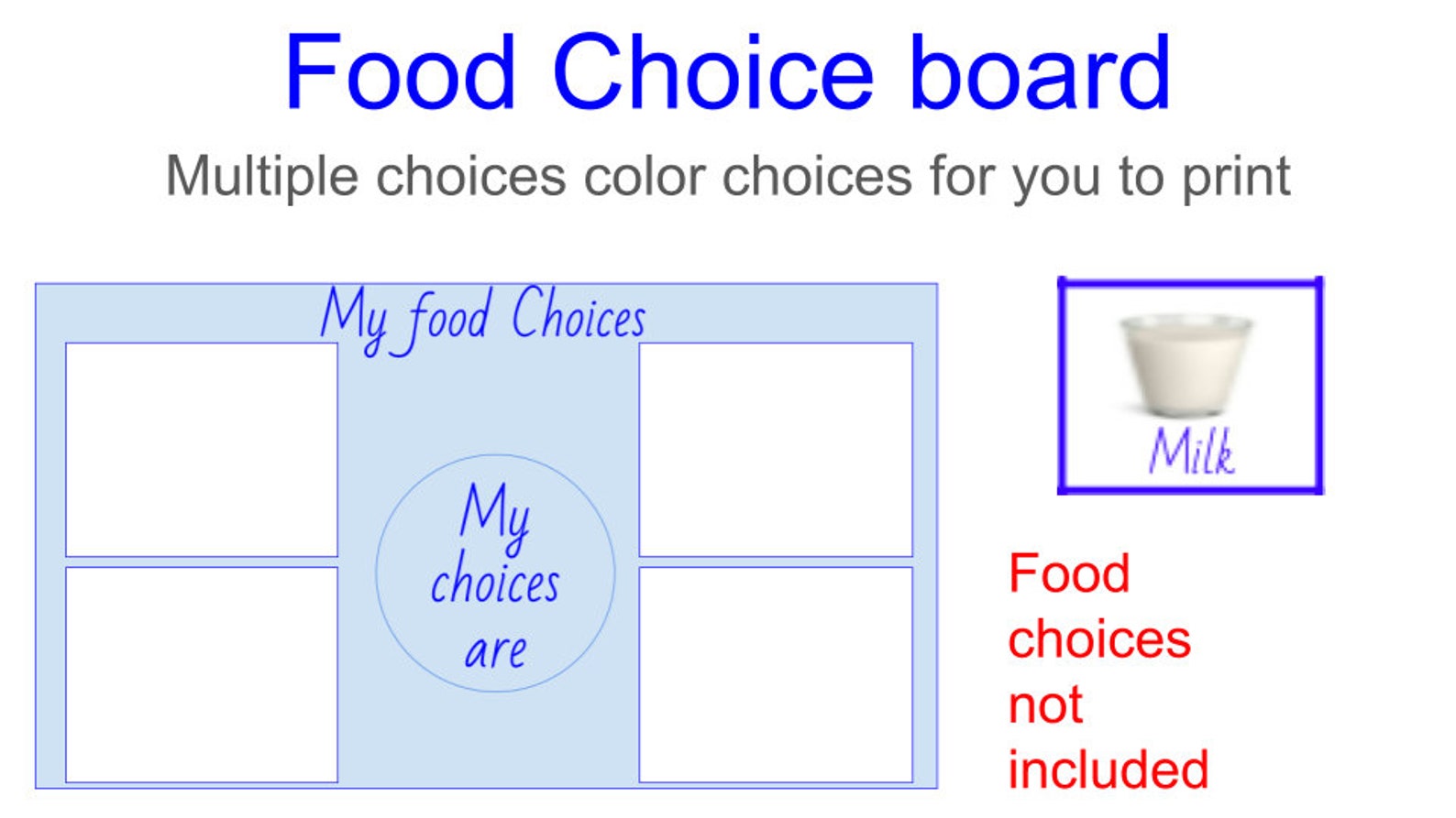 Food choice boards Food choices I want to eat Visual aid | Etsy