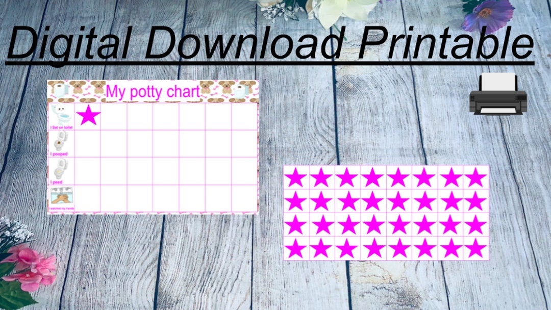 Pink Potty Training Boy/girls, Potty Chart, Potty Token, Potty Training ...