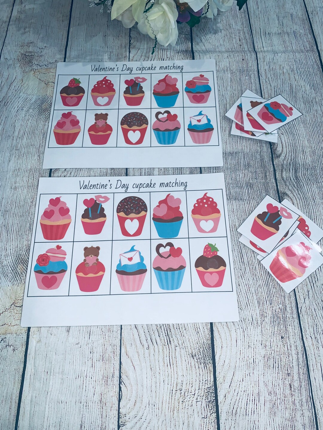 Valentine's Day Cupcake Matching Sorting Busy Worksheet Centers ...