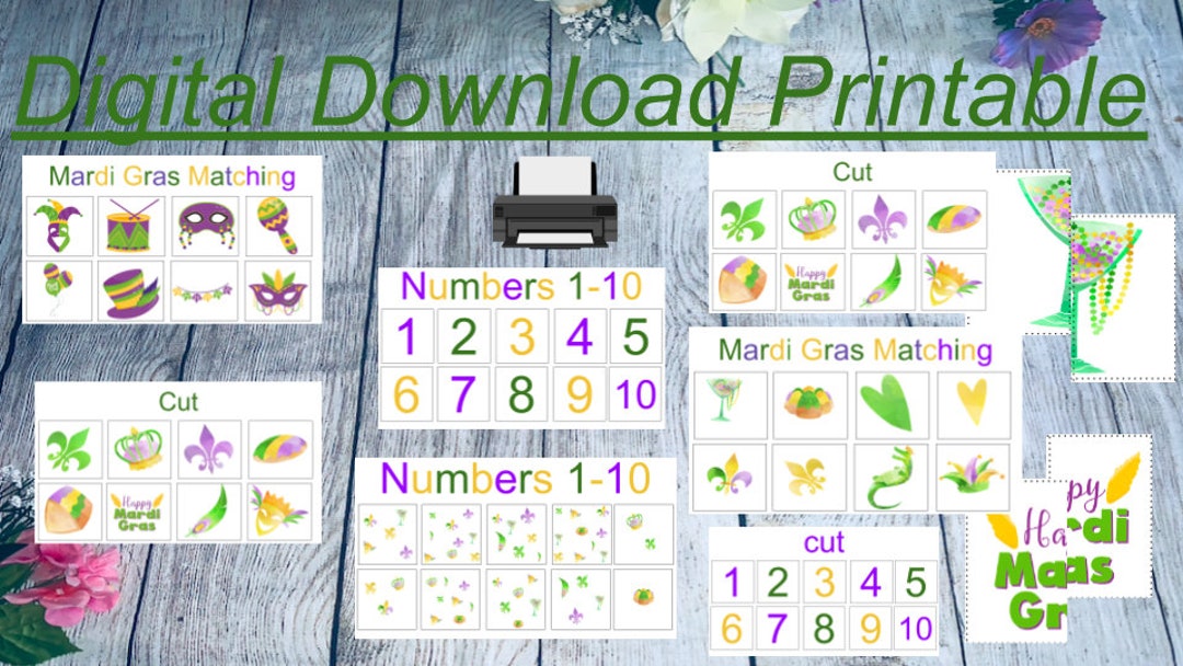 Mardi Gras Bundle Holiday Matching Sorting Numbers 1-10 Activity ...