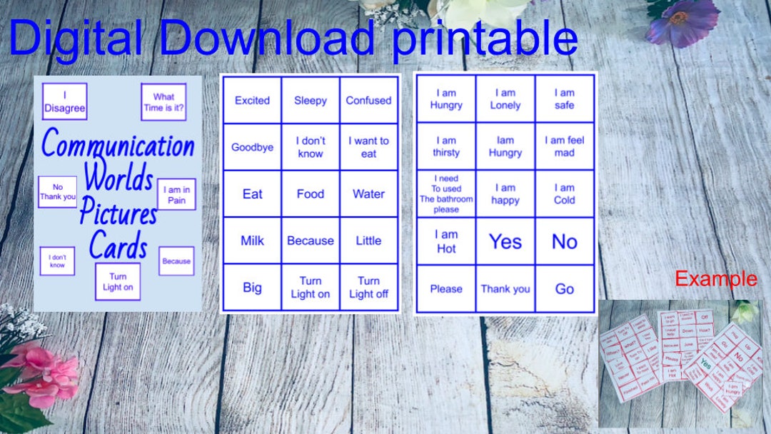 60 Adult/teen Communication Words Card, Boards, Mutism, Autism Non ...
