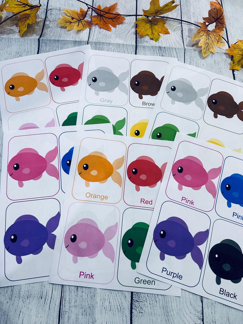 Color Fish Flash Cards, Montessori, Colors Flash Cards, Interactive ...