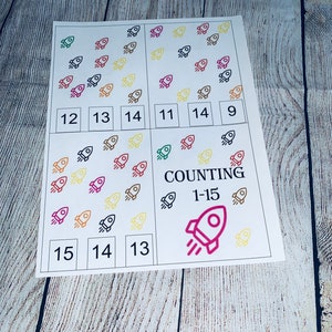 Counting Number 1 to 15 Flash Cards, Clip Cards Interactive Binder ...