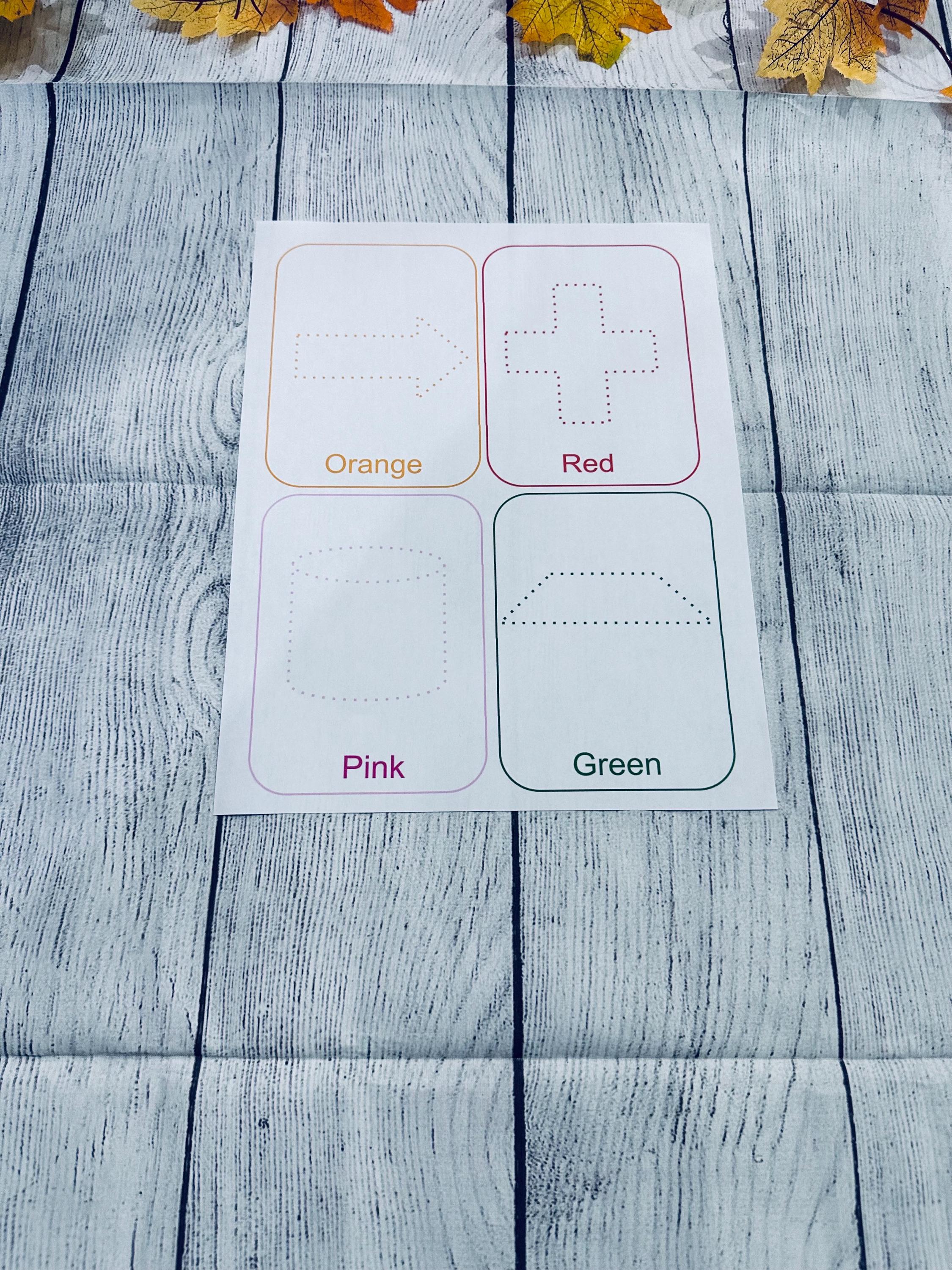 Shape Flash Cards, Tracing Handwriting Montessori, Colors Cards ...