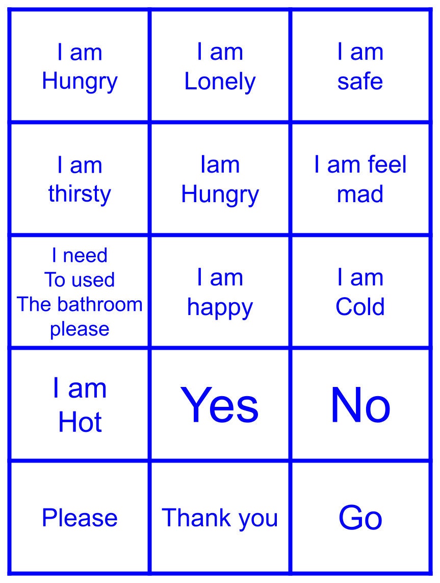 60 Adult/teen Communication Words Card, Boards, Mutism, Autism Non ...