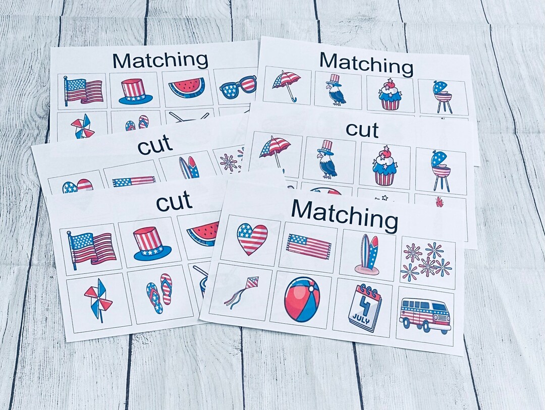 4th Fourth of July Day Matching Interactive Activity Matching Sorting ...