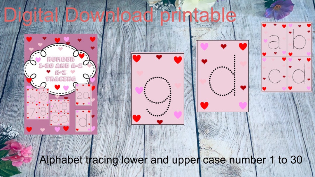 Valentine's Day Tracing Flash Card, Numbers 1to 30 Teacher , Student ...