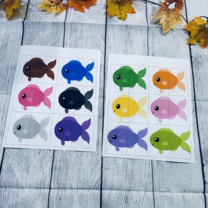 12 Color Fish ,2 Peaces Pictures Matching Activity ,homeschool, Teacher ...