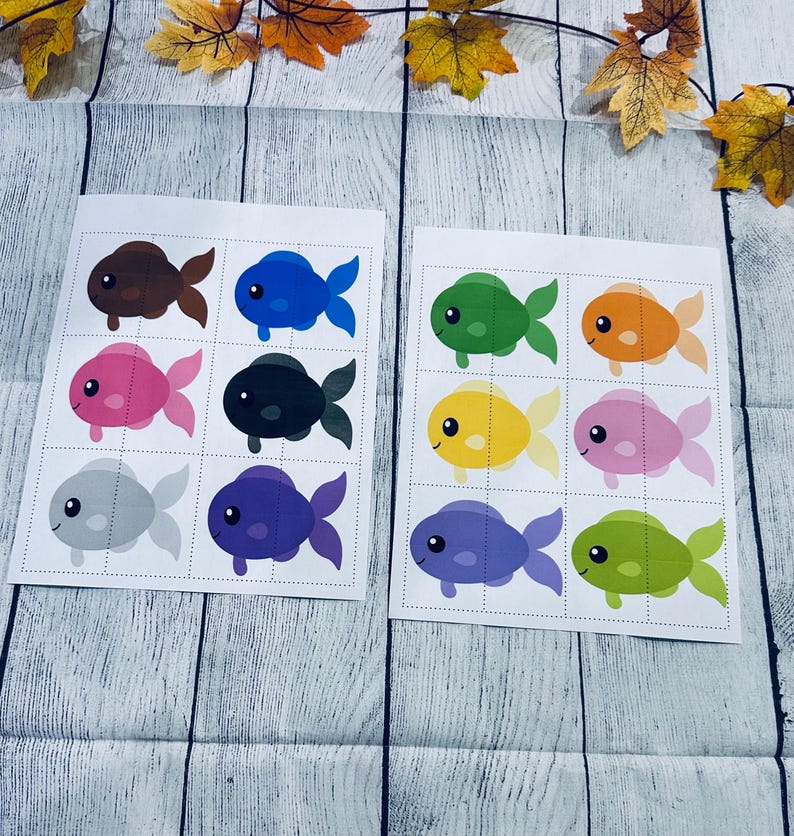 Fish Color Matching Puzzle Activity | 2 Piece Matching Cards | Colors ...