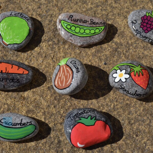 Painted Garden Rocks - Etsy UK