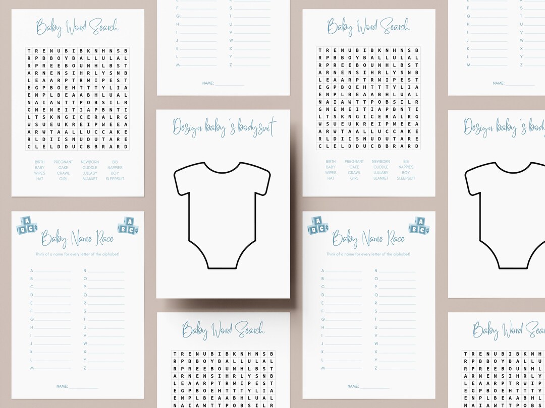Blue Baby Shower Party Games Printable Templates Shower Games Boy Baby ...