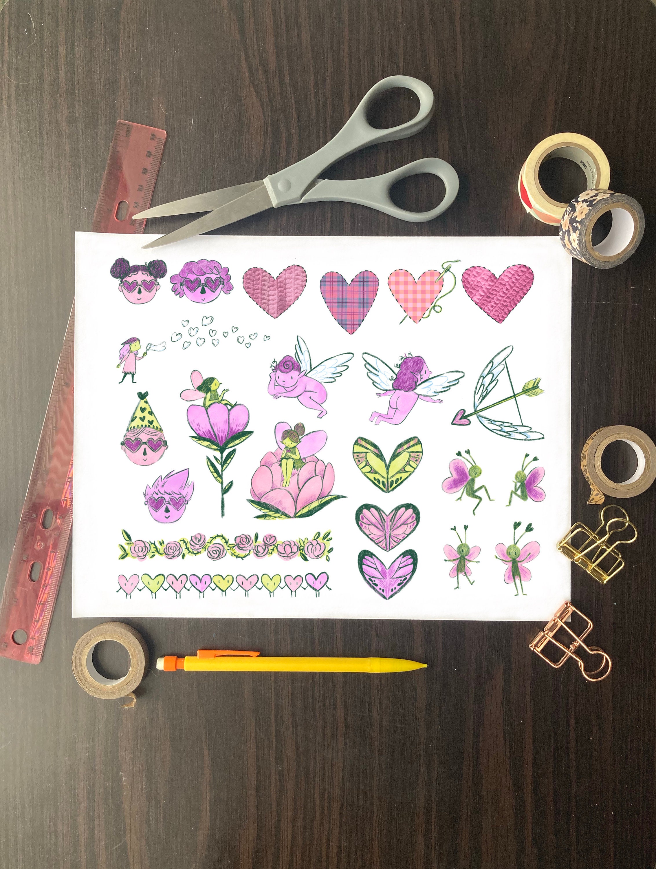 PRINTABLE STICKERS For Bujo or Planner valentines theme | Etsy