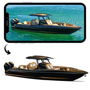 Full Color Boat Line Art - Custom Boat Line Drawing - Vector File ...