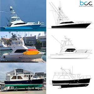 Custom Boat Line Art: Vector File Drawing (digital Download) - Etsy