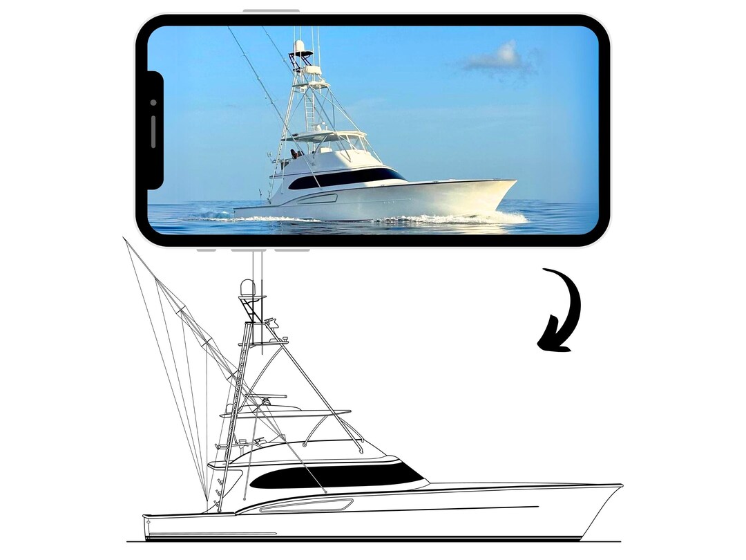 Boat Line Art - Custom Line Drawing Vector File Download- Sportfish ...