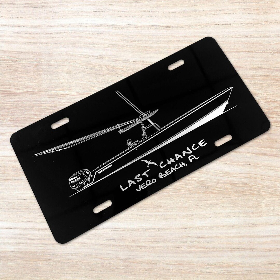 Custom Engraved Boat License Plate - Boat Line Art License Plate ...