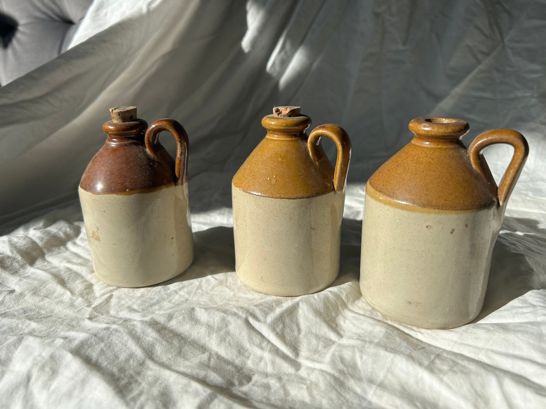 Vintage Trio of Miniature Stoneware Jugs - Etsy