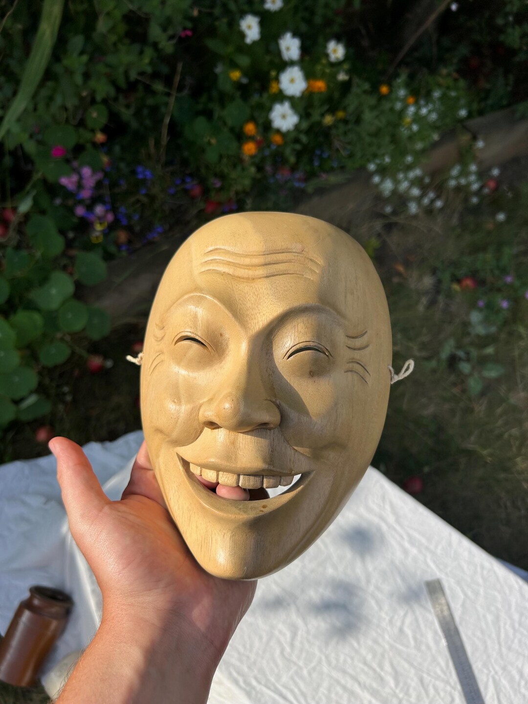 Vintage Wooden Japanese Noh Mask - Etsy