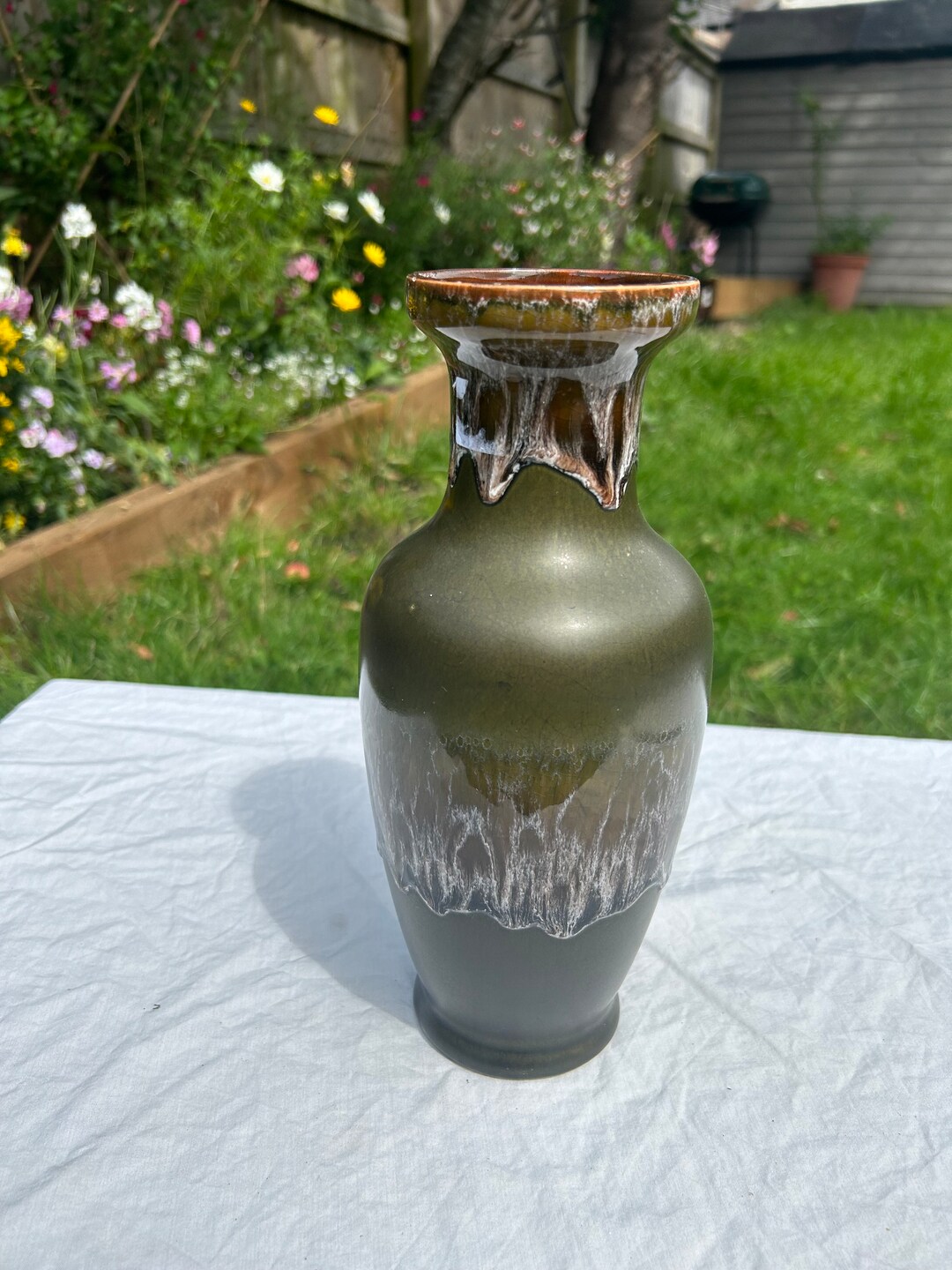Vintage Kingston Pottery Green Drip Glaze Vase - Etsy