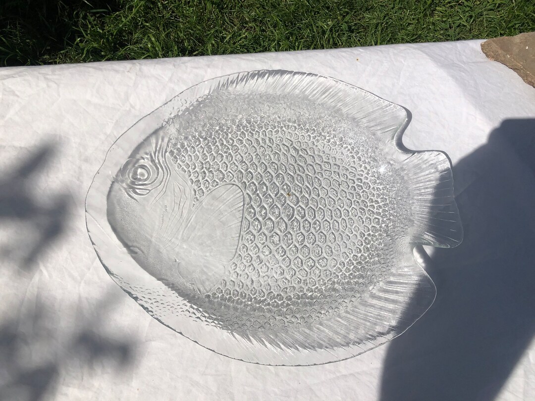 Vintage Large Glass Fish Plate - Etsy