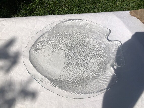 Vintage Large Glass Fish Plate - Etsy