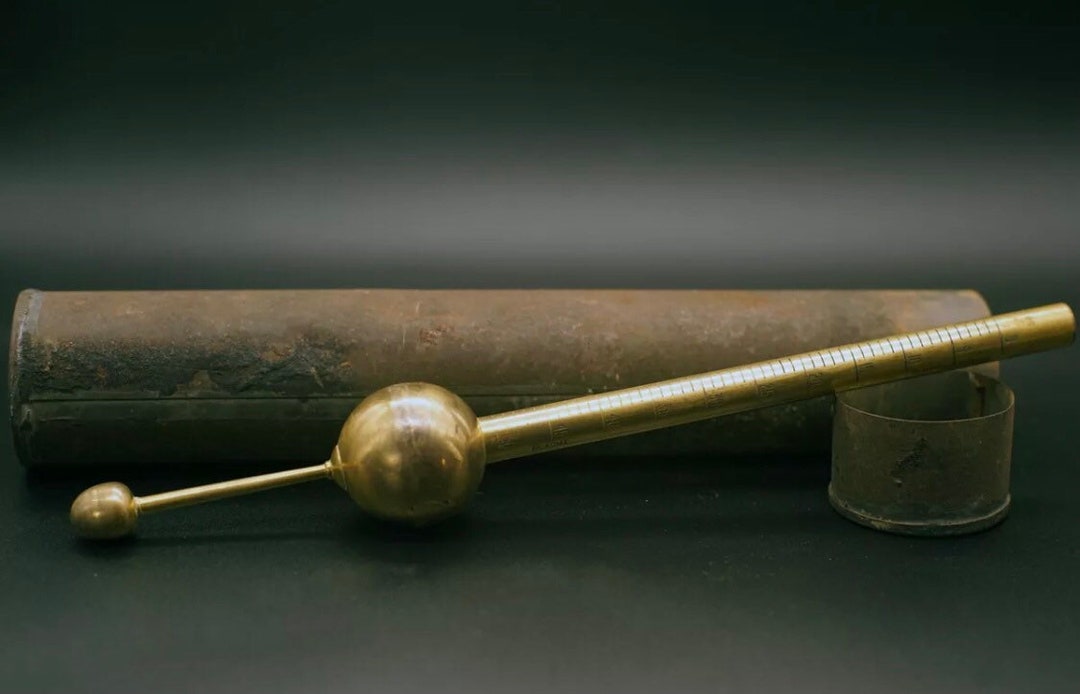 Vintage Brass Antique Hydrometer in Metal Tube - Beaume - Etsy