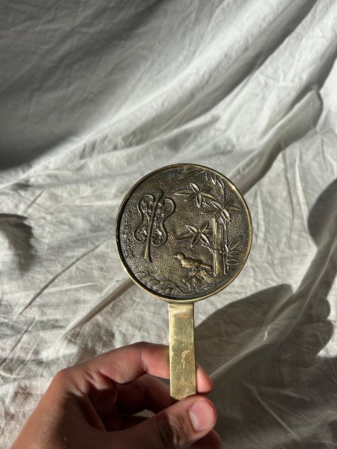 Vintage Small Bronze Japanese Antique Mirror - Etsy