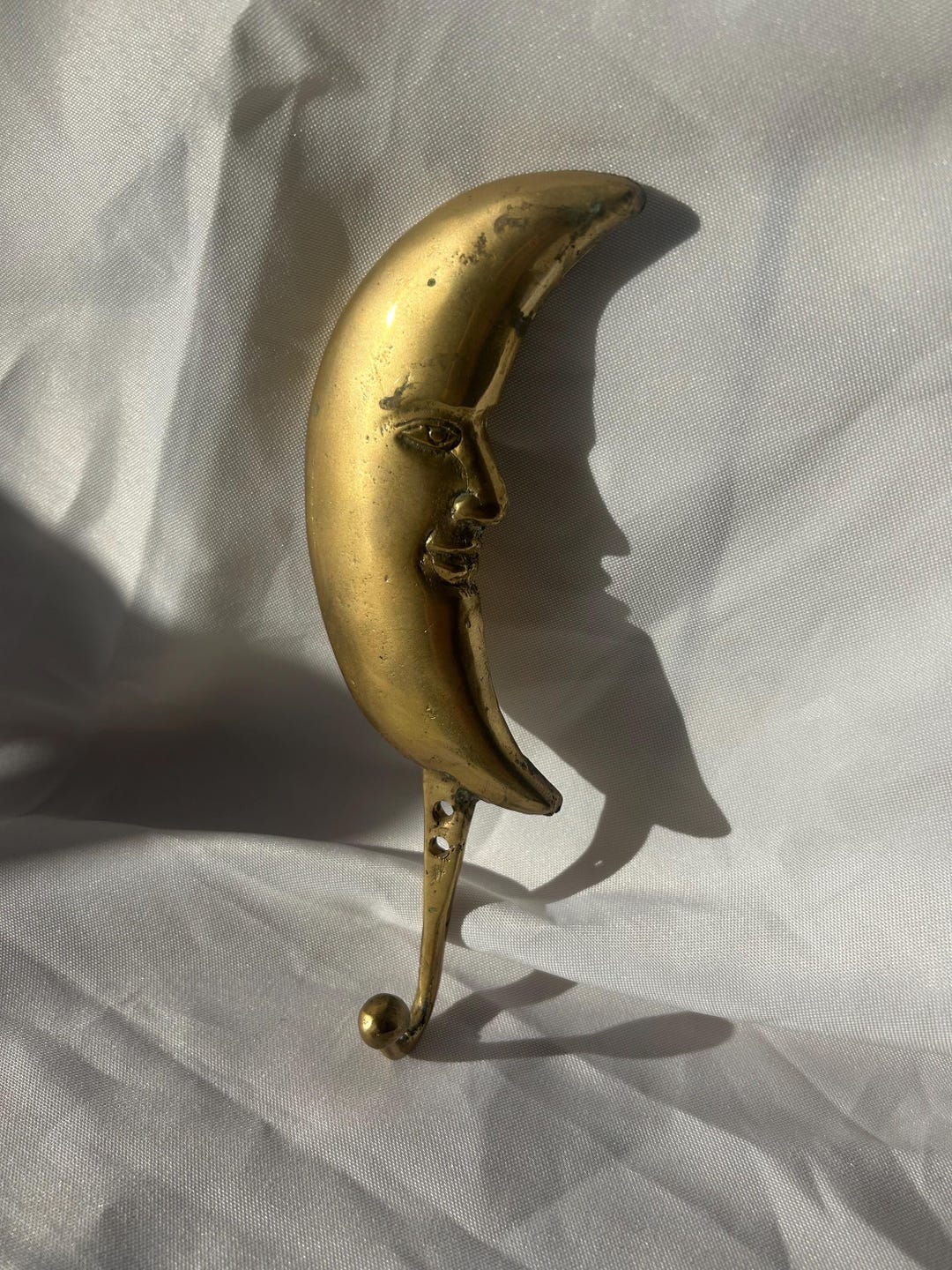 Vintage Brass Crescent Moon Face Wall Hook - Etsy