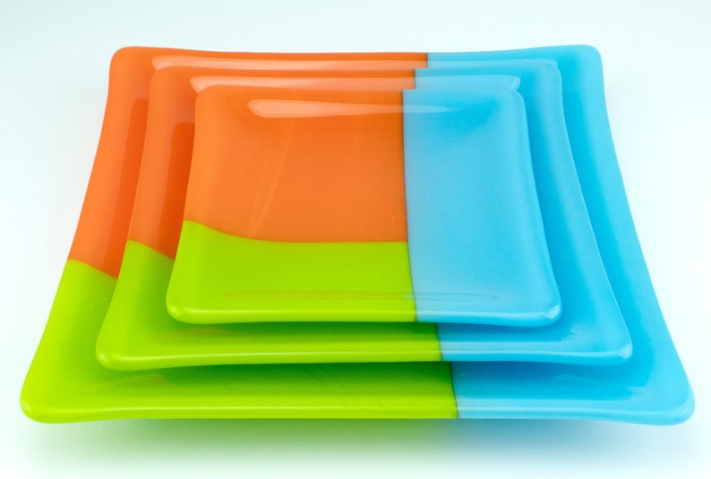 Modern Stacking Fused Glass Plates Etsy