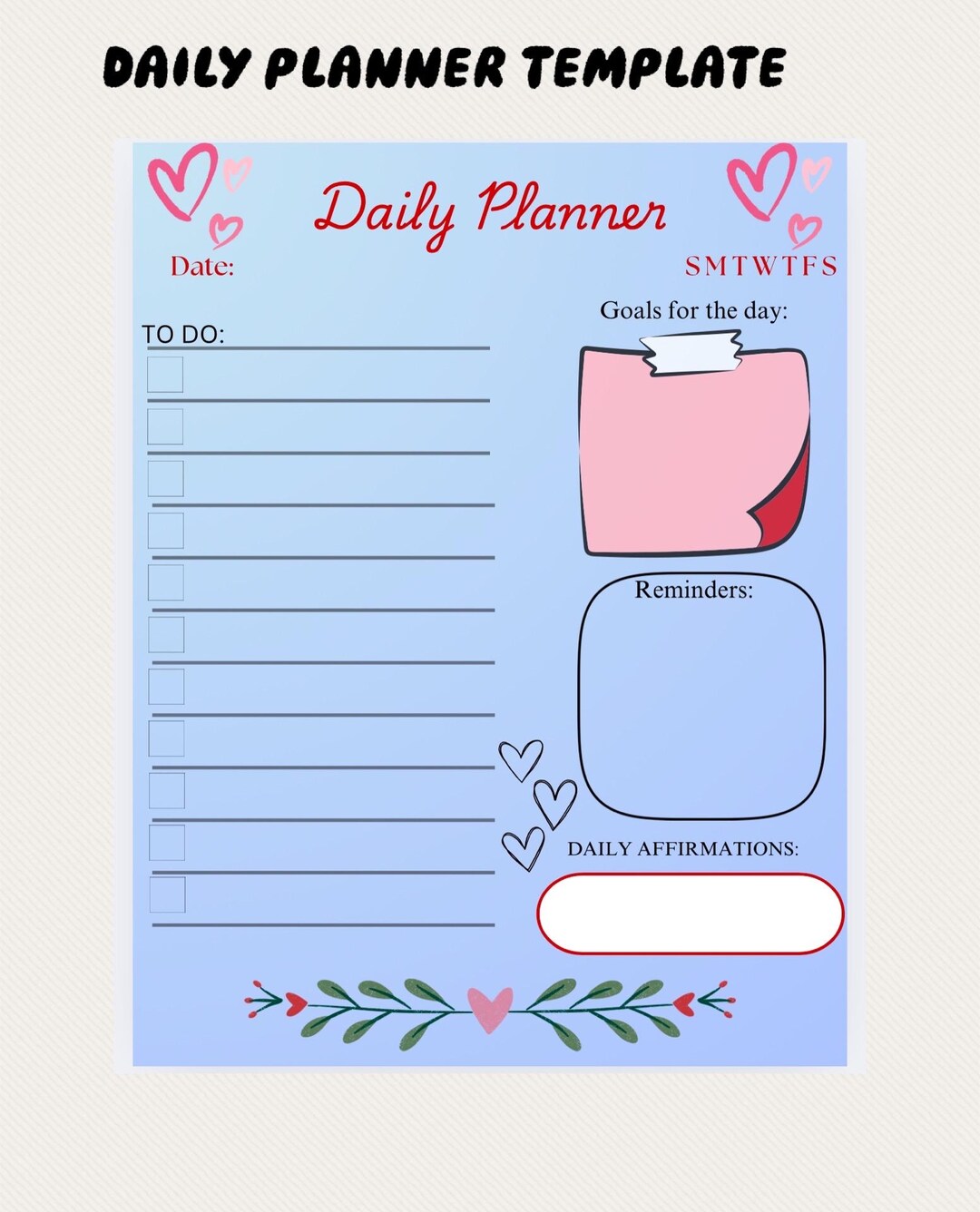 Daily Planner Printable PDF, Daily Calendar, Daily Schedule, Family to ...