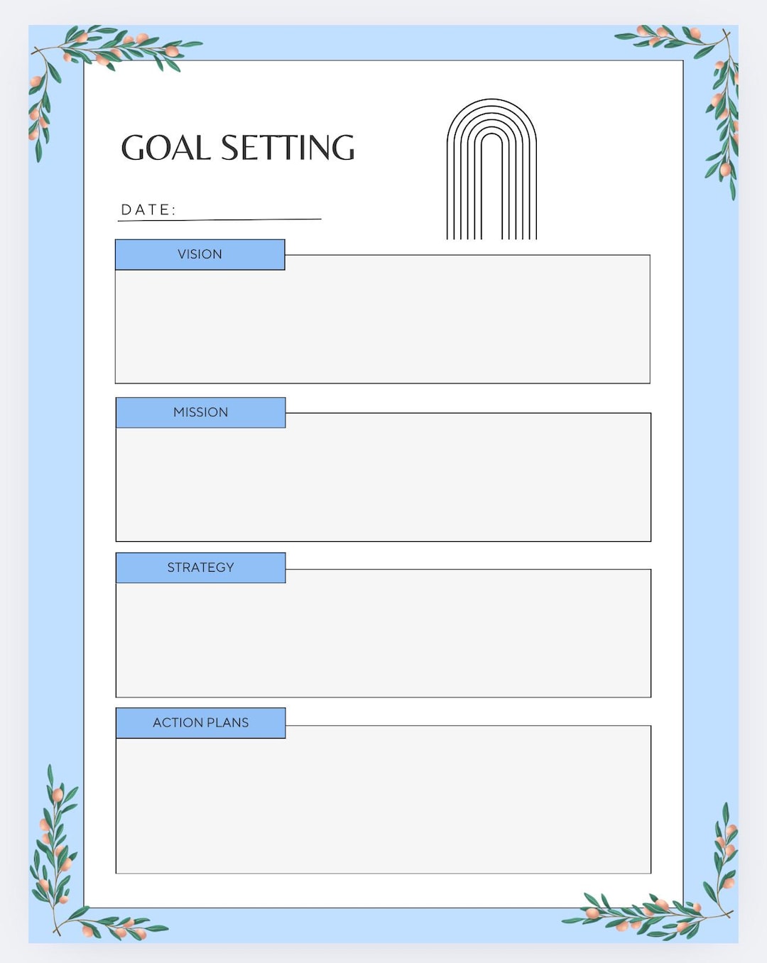Printable Goal Setting Worksheet, Simple Goal Planner, Goal Action Plan ...