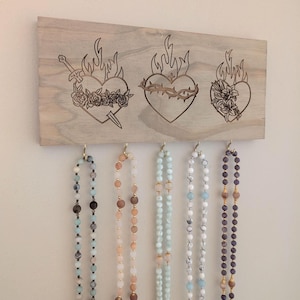 Three Hearts Wooden Rosary Rack Hanger - Etsy