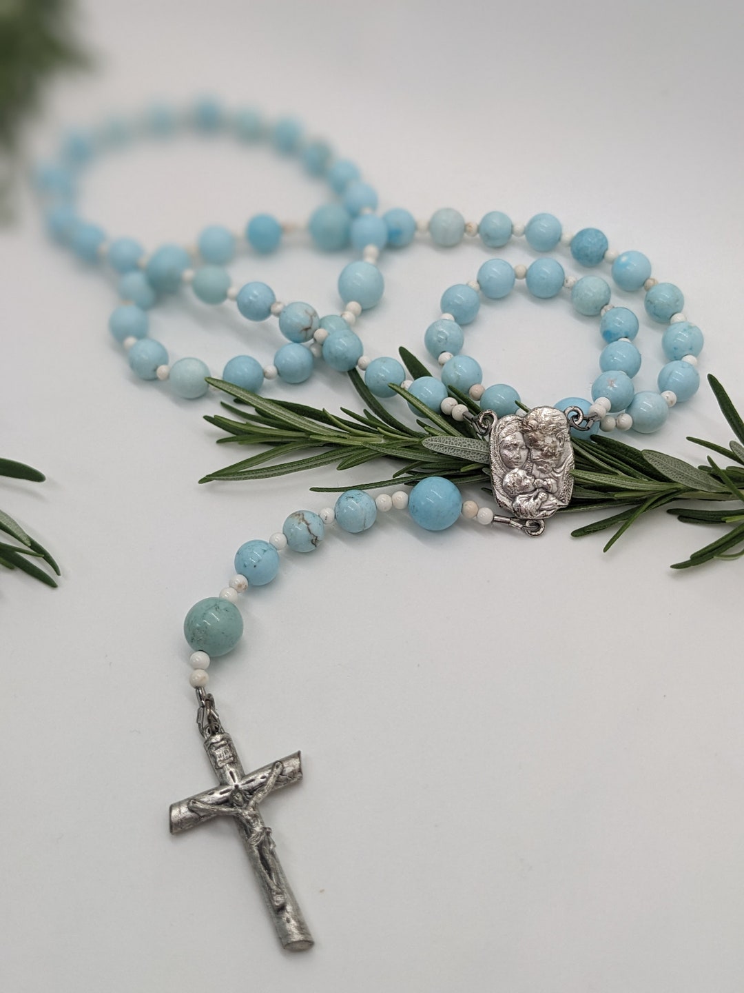 Holy Family Turquoise Rosary - Etsy