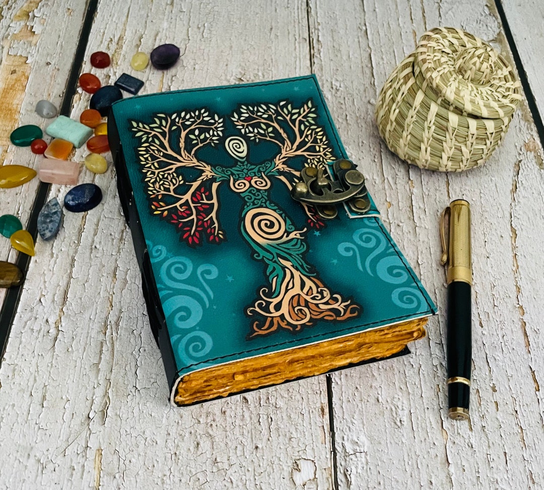Handmade Leather Journal: Mother Earth Tree of Life, Deckle Edge Paper ...